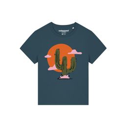 Watapparel T-Shirt 'Kaktus Im Sonnenuntergang' Damen Gr&ouml;&szlig;e S gr&uuml;n / petrol / dunkelorange / rosa