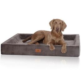 Knuffelwuff orthop&auml;disches Hundebett aus Cord mit Handwebcharakter Santiago braun/ grau XL