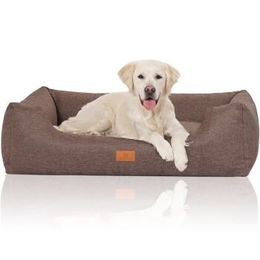 Knuffelwuff Hundebett Lotte aus Velours mit feinem Handwebcharakter braun/ grau XL