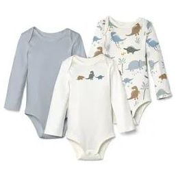 Tchibo - 3 Langarmbodys - Baby - Gr. 74/80 - creme/print
