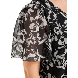sheego Gro&szlig;e Gr&ouml;&szlig;en Chiffonkleid mit drapierten Volants, schwarz-wei&szlig;-gemustert, Gr&ouml;&szlig;e 48 - Damen