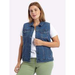 sheego Gro&szlig;e Gr&ouml;&szlig;en Jeansweste mit weitenverstellbarem Saum, blue-stone-washed, Gr&ouml;&szlig;e 54 - Damen