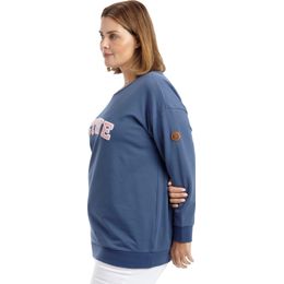 sheego Gro&szlig;e Gr&ouml;&szlig;en Sweatshirt mit Flockprint, rauchblau-hellblau-bedruckt, Gr&ouml;&szlig;e 52/54 - Damen