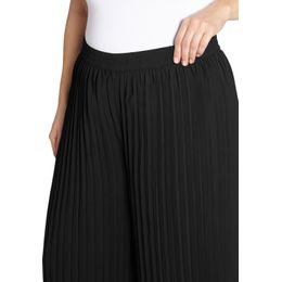sheego Gro&szlig;e Gr&ouml;&szlig;en 7/8-Hose aus flie&szlig;ender Plissee-Qualit&auml;t, schwarz, Gr&ouml;&szlig;e 56 - Damen
