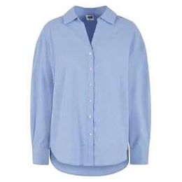 Klassische Bluse Urban Classics "Urban Classics Ladies Oversized Cotton Blouse", Damen, Gr. L, powderblau, 69% Baumwolle, 29% Polyester, 2% Elasthan, Blusen