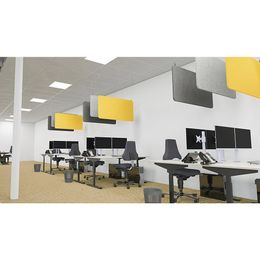 eurokraft basic Akustik-Deckenplatte, PET-Filz, HxB 600 x 1200 mm, rechteckige Form, gelb, ab 5 Stk