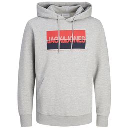 Jack & Jones Gro&szlig;e Gr&ouml;&szlig;en Jack&Jones Hoodie mit Label-Print Farbe hellgrau Gr&ouml;&szlig;e: 3XL