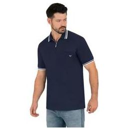 Poloshirt TRIGEMA "TRIGEMA Poloshirt mit Rei&szlig;verschluss", Herren, Gr. 5XL, blau (navy), Piqu&eacute;, 100% Baumwolle, Basic, lang, ohne Ausschnitt, Shirts