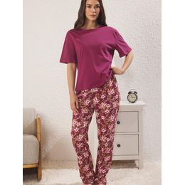 Trendyol Pyjama Damen Gr&ouml;&szlig;e XS hellgr&uuml;n / fuchsia / burgunder / wei&szlig; Winterkleid