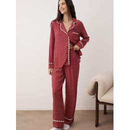 Trendyol Pyjama Damen Gr&ouml;&szlig;e M rot / burgunder / offwhite Winterkleid