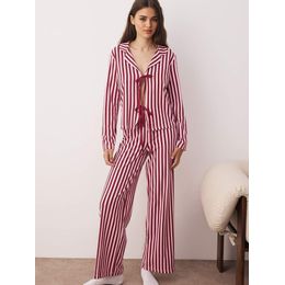 Trendyol Pyjama Damen Gr&ouml;&szlig;e XL burgunder / wei&szlig; Winterkleid