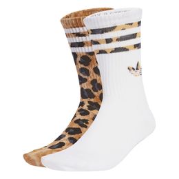 adidas originals Socken 'Leopard Crew 2 Pairs' Damen Gr&ouml;&szlig;e 46/48 karamell / dunkelgrau / schwarz / wei&szlig;