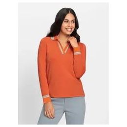Poloshirt Inspirationen "Poloshirt", Damen, Gr. 48, orange (orange, sand, gemustert), 50% Modal, 44% Polyester, 6% Elasthan, gemustert, mehrfarbig, unifarben, V-Ausschnitt, Shirts