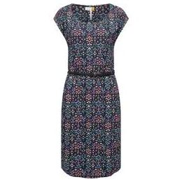 Shirtkleid Ragwear "Lilithe Ikat", Damen, Gr. XS (34), Normalgr&ouml;&szlig;en, blau (navy), Material: 50% Baumwolle, 50% Modal, figurbetont knieumspielend, Rundhals, &Auml;rmel ohne &Auml;rmelschlitz normaler Saum, Kleider Shirtkleid, stylisches Damen Sommerkleid mit Tailleng&uuml;rtel