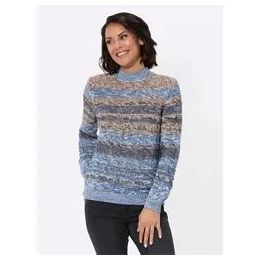 Strickpullover Casual Looks "Pullover", Damen, Gr. 52, braun (jeansblau, braun, meliert), 58% Baumwolle, 42% Polyacryl, gemustert, gestreift, mehrfarbig, Pullover Strickpullover