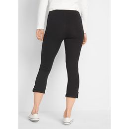 bonprix Damen Caprileggings, schwarz, Gr. 52, Jersey, Obermaterial: 95% Baumwolle, 5% Elasthan, Hosen, aus Baumwolle mit Elasthan, Skinny Fit, mit