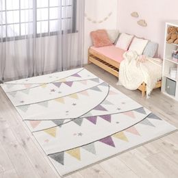 Kinderteppich Carpet City, B:80cm H:11mm L:150cm, beige, Polypropylen (PP), Teppiche, "Anime9381", Spielteppich, Wimpel, Weicher Flor, Pflegeleicht,