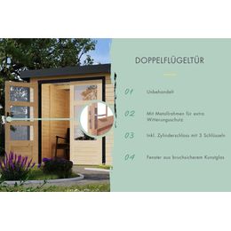 Gartenhaus Karibunaturbelassen, graualuminium, Massivholz, Gartenh&auml;user, "Jupiterino 2, in verschiedenen Farben"