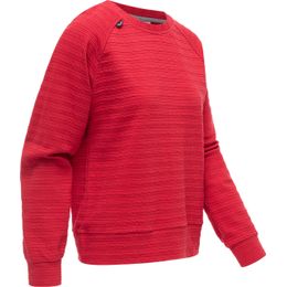 Ragwear Damen Rundhalspullover "Joann Crepe", rot, Gr. XL, Material: 65% Baumwolle, 27% Polyester, 6% Viskose, 2% Elasthan, Pullover, Leichter