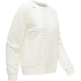 Ragwear Damen Rundhalspullover "Joann Crepe", wei&szlig;, Gr. XXL, Material: 65% Baumwolle, 27% Polyester, 6% Viskose, 2% Elasthan, Pullover, Leichter