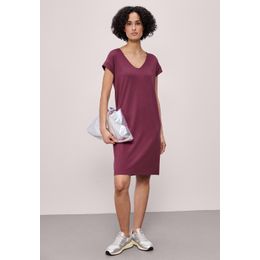 Street One Damen Jerseykleid, lila, Gr. 46, unifarben mit Farbeins&auml;tzen, Jersey, 95% Viskose, 5% Elasthan, Kleider, aus Viskose