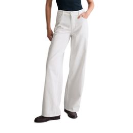 Marc O'Polo Weite Jeans MARC O'POLO DENIM "aus weichem Organic-Cotton-Lyocell-Mix", Damen, Gr. 31, L&auml;nge 30, wei&szlig;, Obermaterial: 67% Baumwolle, 33% Lyocell, unifarben, normal, Jeans