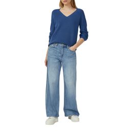 s.Oliver Damen Strickpullover, blau, Gr. 36, unifarben, Strick, Obermaterial: 60% Baumwolle, 40% Polyacryl, Pullover, mit V-Ausschnitt