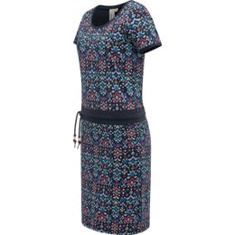 Ragwear Damen Minikleid "Baomi Print YOUMODO"navy, Gr. XL, Sweatware, Material: 100% Baumwolle, Kleider, Gemustertes kurzes Sommerkleid mit