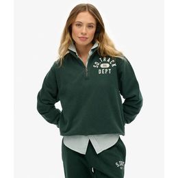 Superdry Damen Athletic Essentials Sweatshirt mit Applikation und Halbrei&szlig;verschluss Green - Gr&ouml;&szlig;e: 40 210262350070227E019