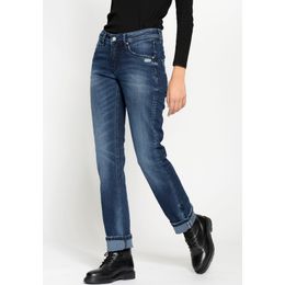 Loose-fit-Jeans Gang "94AMELIE STRAIGHT", Damen, Gr. 30, N-Gr, blau (midnight love), Denim/Jeans, Obermaterial: 90% Baumwolle, 8% Polyester, 2% Elasthan, regular fit lang, Jeans