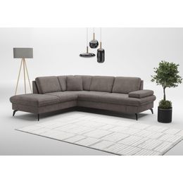 Sit & More Ecksofa SIT & MORE "Morris Jubi L-Form, B: 238 cm", braun (walnut), B:238cm H:83cm T:202cm, 100% Polyester, Sofas, Ecksofa, mit Armteilfunktion & 1 Zierkissen, optional Bettfunktion