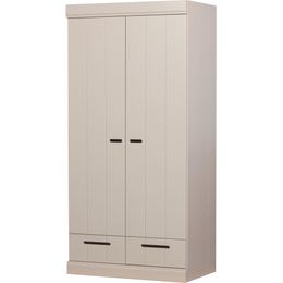 Kleiderschrank Woood "Connect Garderobenschrank, Mehrzweckschrank mit Schubk&auml;sten", staub, B:94cm H:195cm T:53cm, Massivholz, Schr&auml;nke, Kleiderschrank, 2-t&uuml;riger Kleiderschrank Connect aus FSC-Kiefer, modular & praktisch