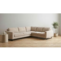 Ecksofa Home Affaire "Pinto, XXL, 250/290 cm, langer Schenkel, Ottomane", beige (cream), B:290cm H:85cm T:250cm, 92% Polyester, 8% Nylon, Sofas, Ecksofa, Cord, Chenille, Lederoptik, mit Keder, Metallf&uuml;&szlig;e, Wellenunterfederung