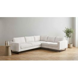 Ecksofa Home Affaire "Pinto, XXL, 250/290 cm, langer Schenkel, Ottomane", beige (natural), B:290cm H:85cm T:250cm, 90% Polyester, 10% Nylon, Sofas, Ecksofa, Cord, Chenille, Lederoptik, mit Keder, Metallf&uuml;&szlig;e, Wellenunterfederung
