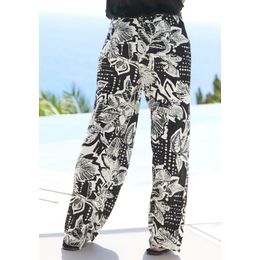 Vivance Damen Palazzohose, schwarz-creme bedruckt, Gr&ouml;&szlig;e 36