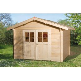 Gartenhaus Weka "122 Premium", beige (naturbelassen), Fu&szlig;boden im Gartenhaus, ohne Dacheindeckung, Massivholz, Gartenh&auml;user, Gartenhaus