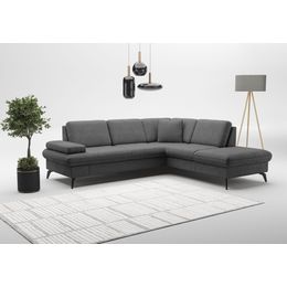 Sit & More Ecksofa SIT & MORE "Morris Jubi L-Form, B: 238 cm", grau (dunkelgrau), B:238cm H:83cm T:202cm, 95% Polyester, 5% Polyamid, Sofas, Ecksofa, mit Armteilfunktion & 1 Zierkissen, optional Bettfunktion