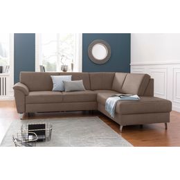 Sit & More Ecksofa SIT & MORE "Texel L-Form", braun, B:250cm H:87cm T:201cm, Kunstleder SOFTLUX;Luxus-Microfaser (100% Polyester), Sofas, Ecksofa, mit Federkern, wahlweise mit Bettfunktion und Bettkasten