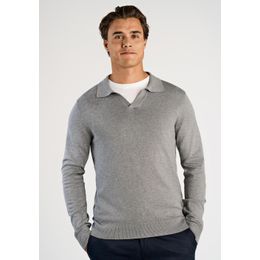 Strickpullover LINDBERGH "Strickpullover Slim Fit", Herren, Gr. M, grau stone mix, Obermaterial: 80% Viskose, 20% Nylon, V-Ausschnitt, Pullover Strickpullover
