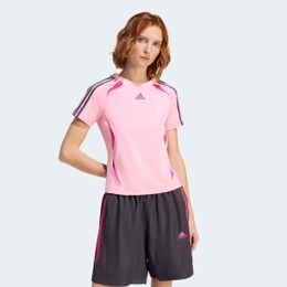 T-Shirt adidas originals "TEAMGEIST", Damen, Gr. L, light pink, real magenta, utility schwarz, Obermaterial: 79% Polyester, 21% Elasthan, Rundhals, Shirts T-Shirt