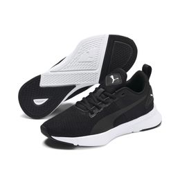 Trainingsschuh Puma "Flyer Runner Sneakers Jugendliche", Kinder, Gr. 35,5, schwarz-wei&szlig; (schwarz, wei&szlig;), Obermaterial: Textil, Synthetik; Futter: Textil; Innensohle: Textil; Laufsohle: Synthetik, Gummi, EVA, Schuhe