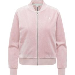 Sweatjacke Ragwear "Doron Embossed", Damen, Gr. L (40), marshmallow, Material: 94% Polyester, 6% Elasthan, l&auml;ssig geschnitten h&uuml;ftlang, Rundhals, &Auml;rmel ohne &Auml;rmelschlitz Rippb&uuml;ndchen, Sweatjacken Sweatjacke, Kuschelige Alltagsjacke in Samt-Optik
