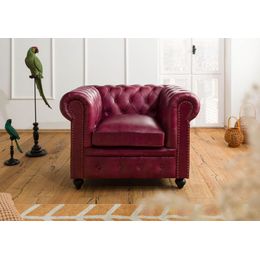 Sessel Echtleder 105x82x75 rot CHESTERFIELD #402