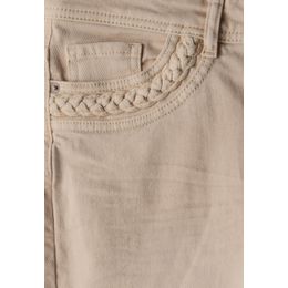 Slim-fit-Jeans Street One, Damen, Gr. 33, L&auml;nge 28, beige (barely beige), Jeans, 98% Baumwolle, 2% Elasthan, unifarben, normal, Jeans Slim-fit-Jeans, 5-Pocket-Style