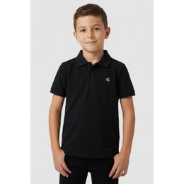 Poloshirt Calvin Klein Jeans "SOLID POLO", M&auml;dchen, Gr. 4 (104), schwarz, Single Jersey, Obermaterial: 100% Baumwolle, unifarben, regular fit normal, Rundhals, eingesetzt abgesteppte Kante, Shirts, Regular fit f&uuml;r Kinder mit Polokragen