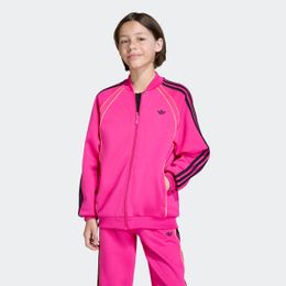 Trainingsjacke adidas originals "LO TRACK TOP", M&auml;dchen, Gr. 128, real magenta, Obermaterial: 65% Polyester, 35% Baumwolle, normal, Jacken Trainingsjacke