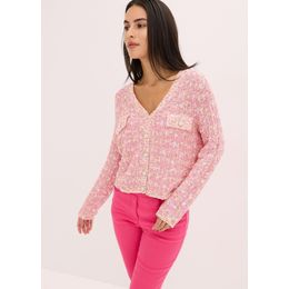 bonprix Boucl&eacute; Strickjacke, pink, Gr.40/42 (M), elegante Boucl&eacute; Strickjacke