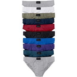 Slip bonprix, Herren, Gr. 10, 10 Stk., multi, hellgrau meliert, Jersey, Obermaterial: 90% Baumwolle, 10% Viskose, mehrfarbig, unifarben, figurbetont, Unterhosen Slip