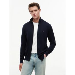 Tommy Hilfiger Herren Strickjacke &raquo;ESSENTIAL COTTON ZIP THRU&laquo; mit Logostickerei blau XL