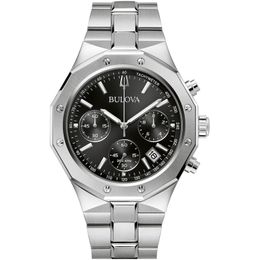 Bulova Herren Chronograph Armbanduhr, Quarzuhr, Herrenuhr, Edelstahlarmband, Saphirglas silber